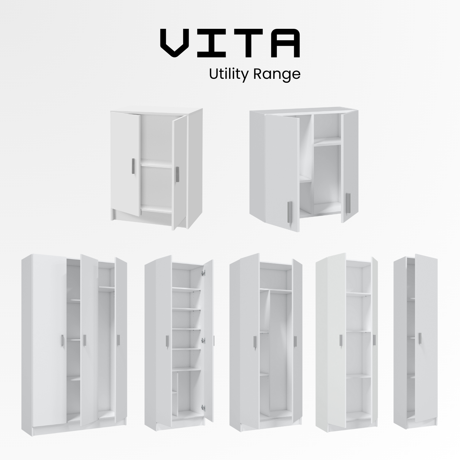 VITA Utility Laundry Cupboard / Cabinet Storage Units 7 Options in Whi ...